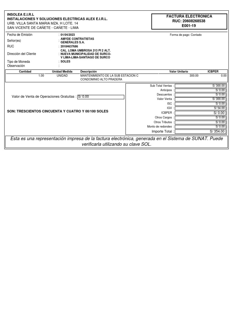 MODELO DE FACTURA SOL | PDF | Tecnología bancaria | Pagos