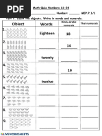 Number Matching 11-20 Worksheet | PDF