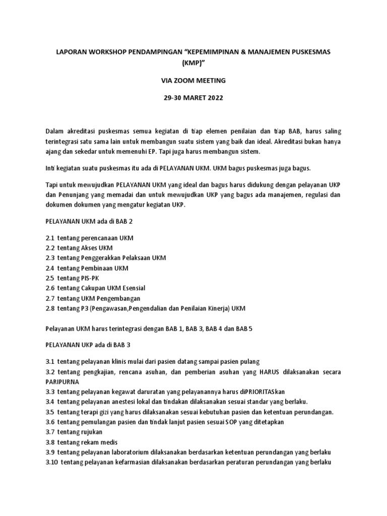 Workshop Kepemimpinan Puskesmas 2022 | PDF