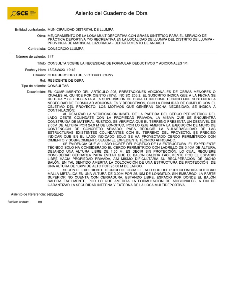 Asiento Del Cuaderno de Obra | PDF