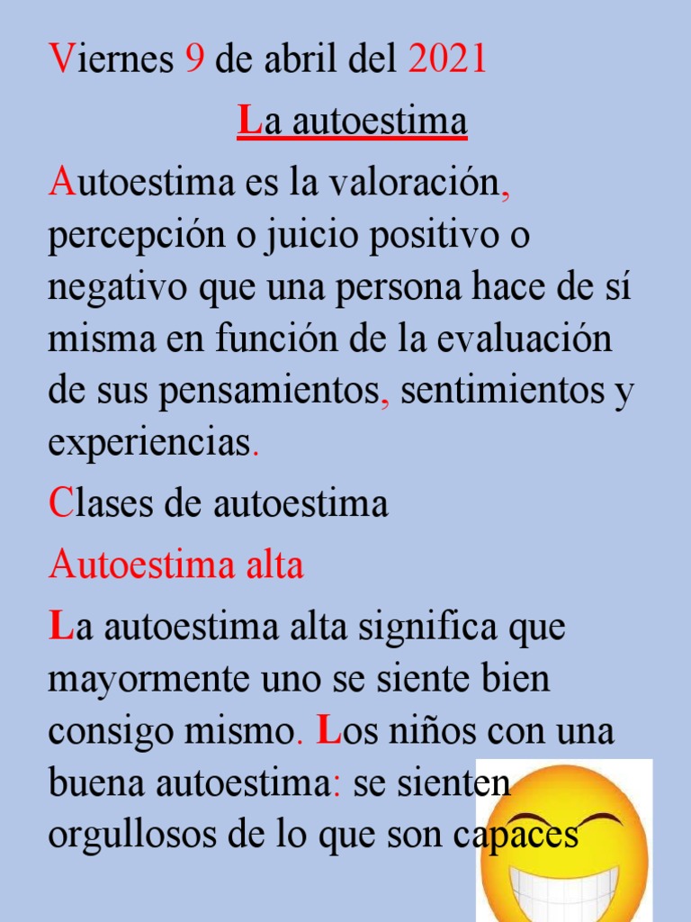La Autoestima | PDF | Relaciones personales, crianza y desarrollo personal