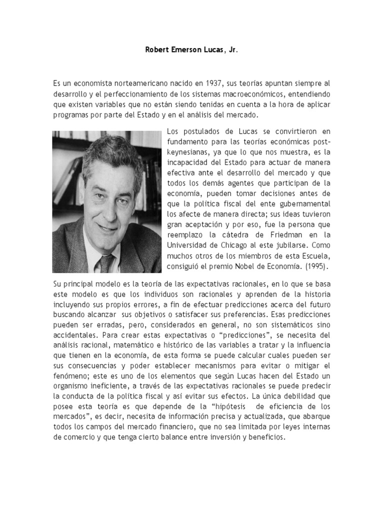 Robert Emerson Lucas | PDF | Inflación | Macroeconómica