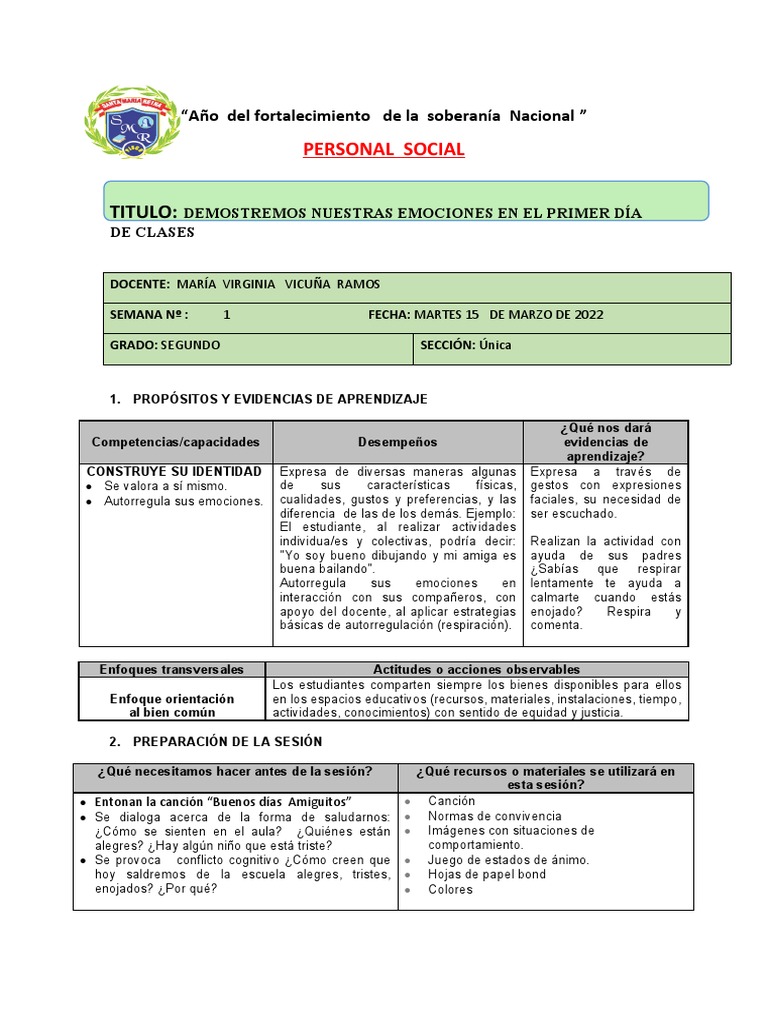 Sesion de Personal Emociones | PDF | Aprendizaje | Las emociones