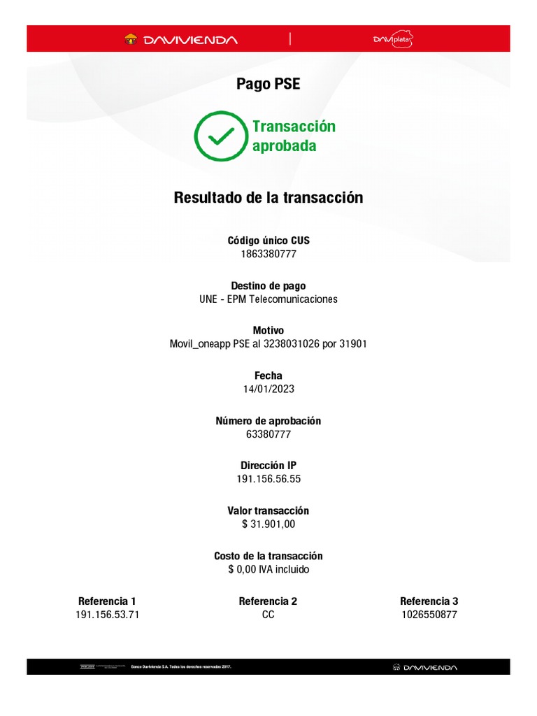 Pago PSE: Transacción Aprobada | PDF