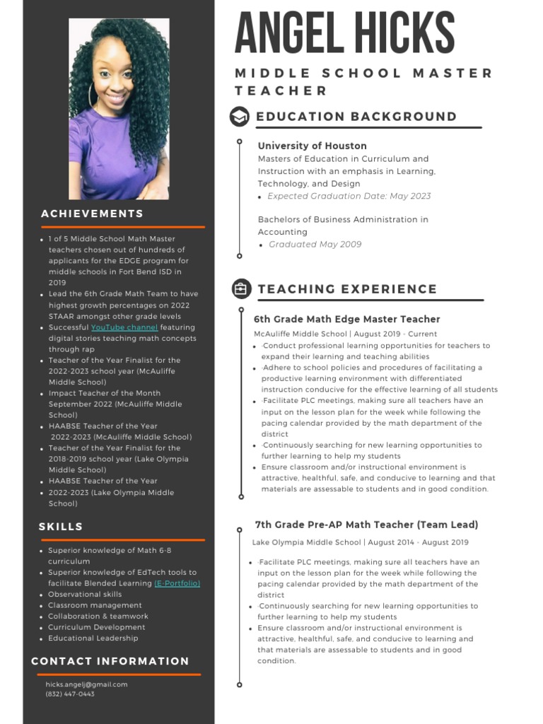 Angel Hicks Resume 2022 | PDF | Teachers | Learning