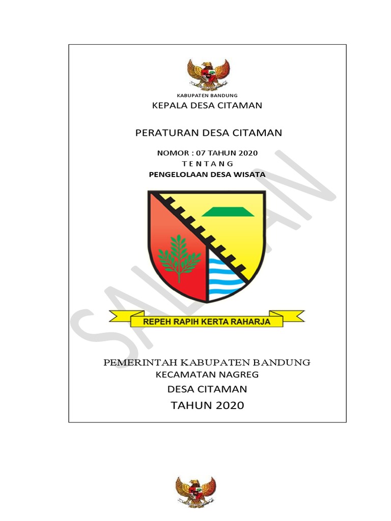 Pengelolaan Desa Wisata Citaman 2020 | PDF