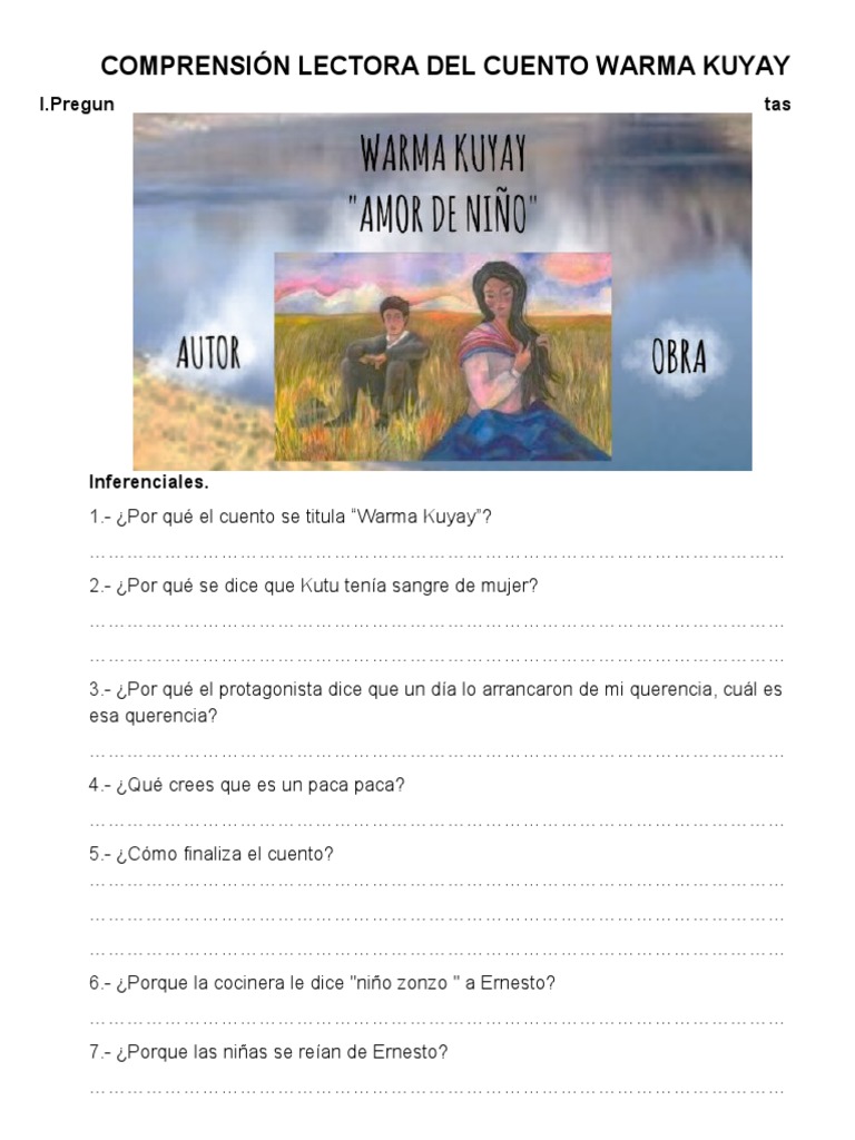 Comprensión Lectora Del Cuento Warma Kuyay | PDF