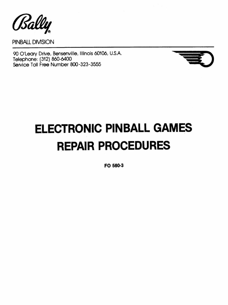 Bally Repair Procedures FO 560-3 (01-92) | PDF