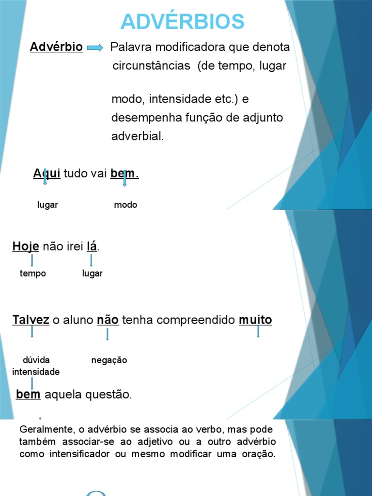 Classificação e funções dos advérbios | PDF | Advérbio | Comunicação humana