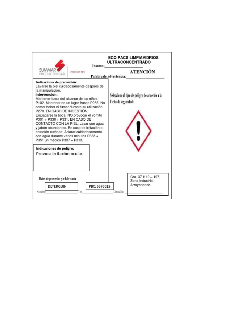 Etiqueta Seguridad 1 | PDF