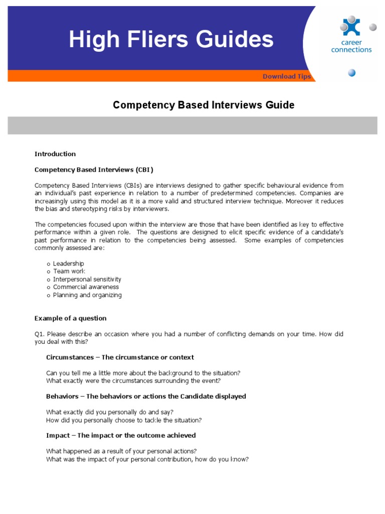 Competency Based Interview Guide | PDF | Competence (Human Resources ...