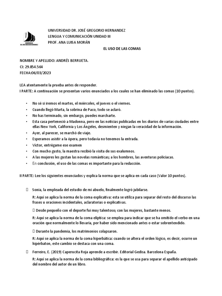 Uso de Comas: Guía Práctica | PDF