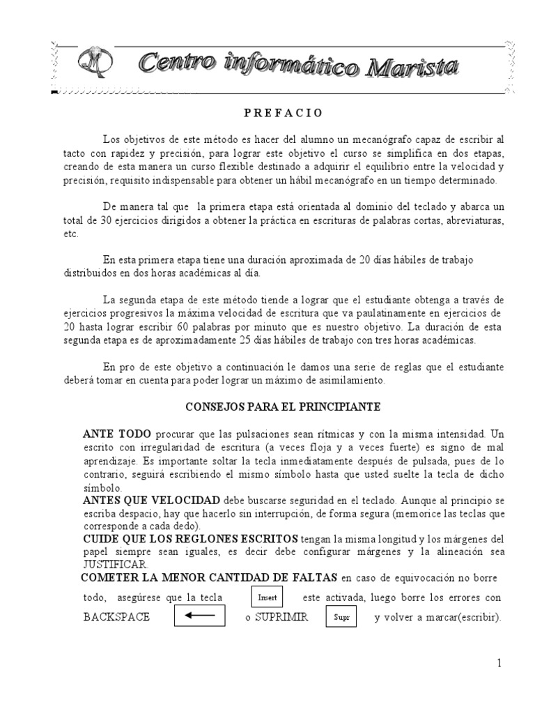 Texto - de - Dactilografia - Marcelino - Champagnat (1) WORD | PDF ...