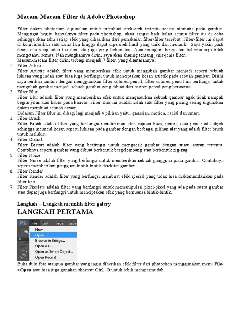 Macam - Macam Filter Photoshop | PDF