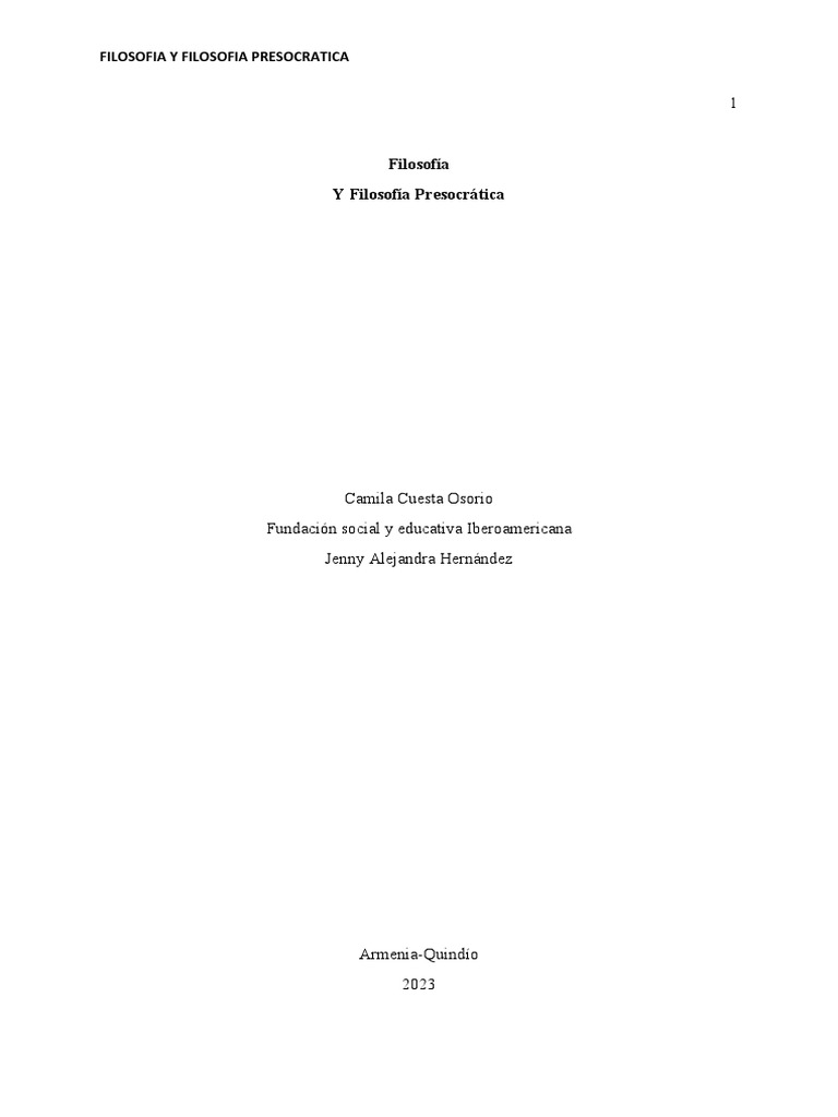 Filosofía y Presocrática: Conceptos Clave | PDF | Metafísica | Teorías ...