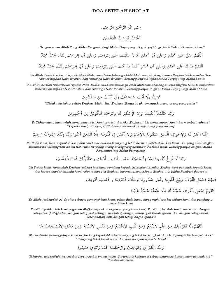 DOA SETELAH SHOLAT | PDF