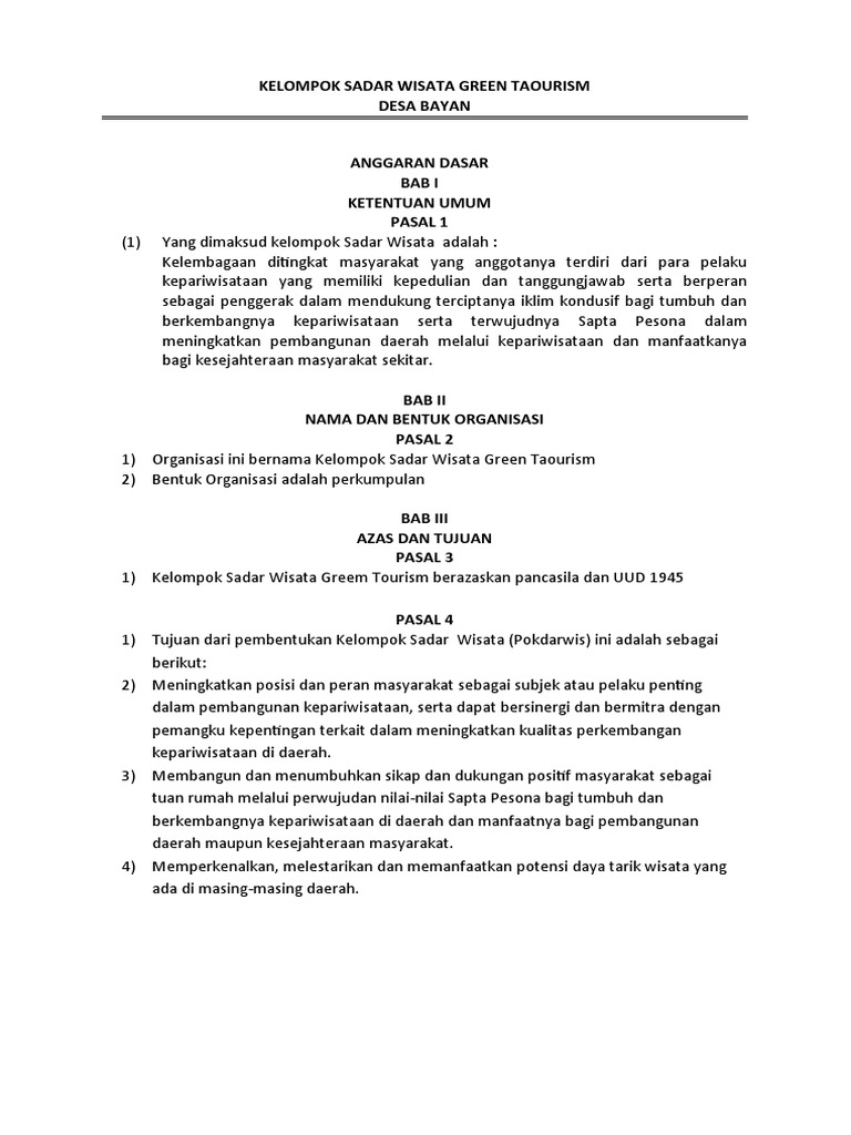 Format-Pengajuan Pokdarwis | PDF