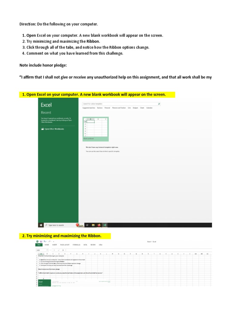 Assignment 1.1. Getting Started With Excel | PDF