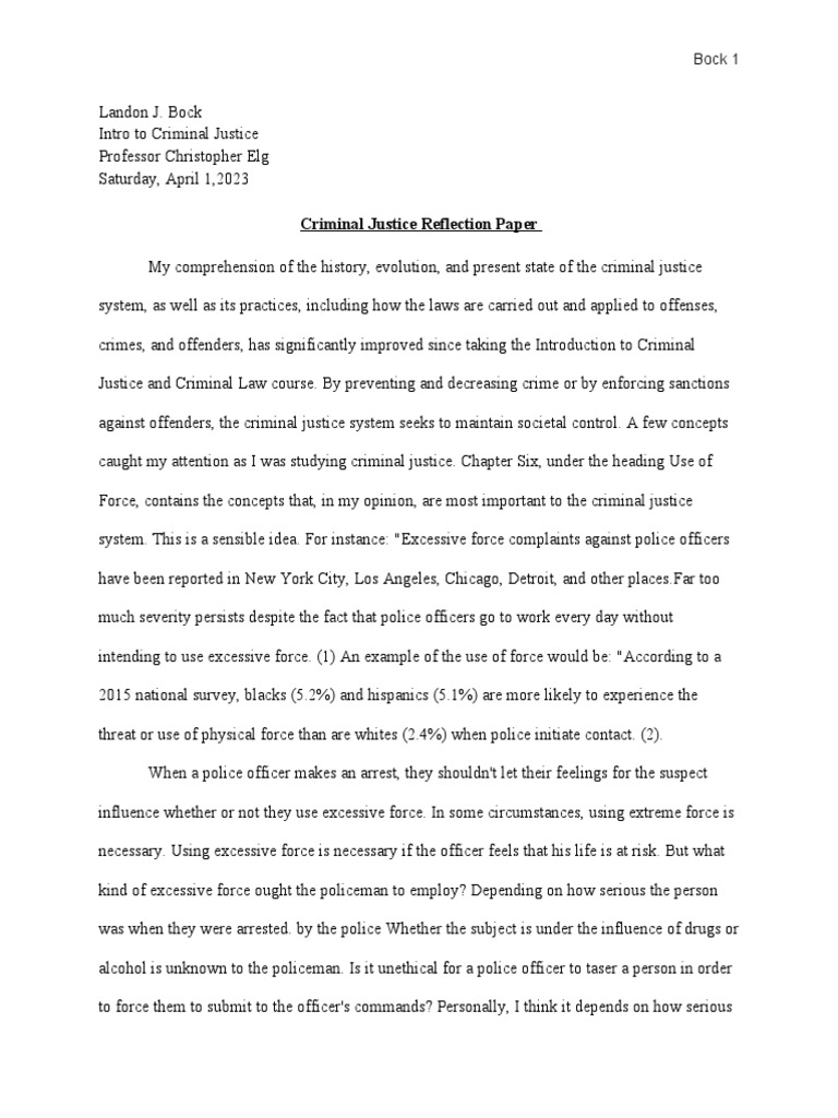 Criminal Justice Reflection Paper Assignment | PDF | Crimes | Crime ...