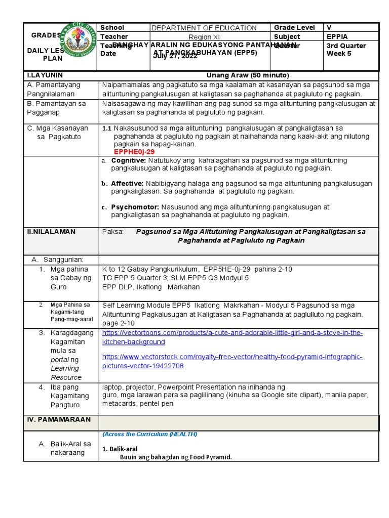 Elem. Sample Leson Plan With Values Integration | PDF