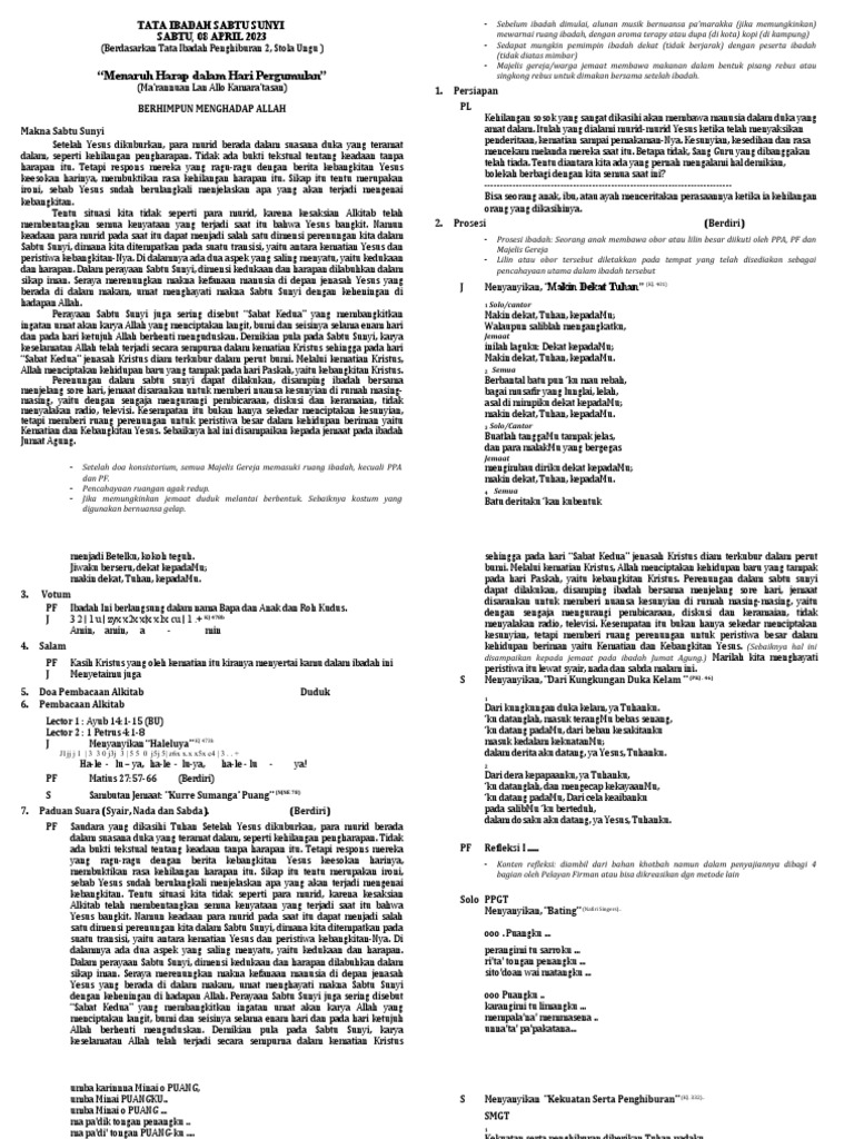 Tata Ibadah Sabtu Sunyi | PDF