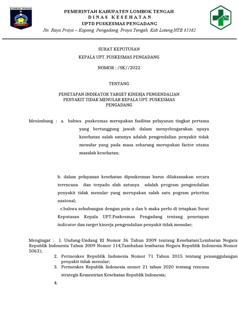 SK Indikator Program PTM | PDF