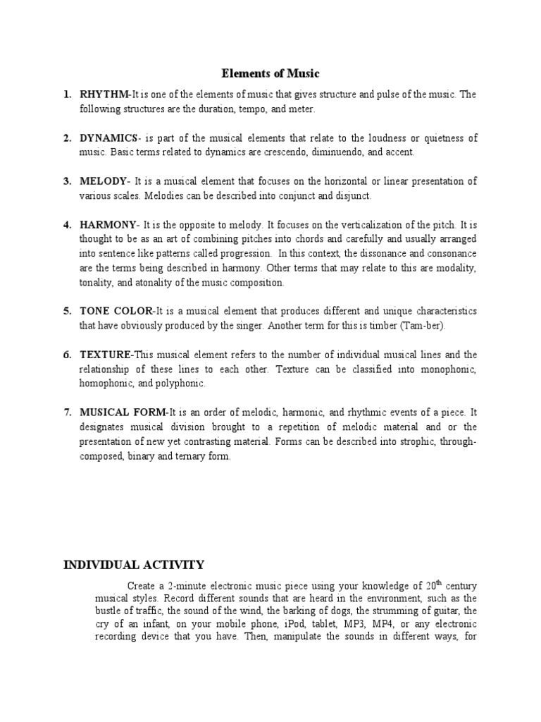 Elements of Music | PDF | Harmony | Melody