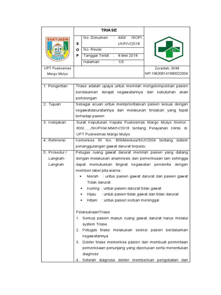 7.2.3.1. SOP Triase | PDF