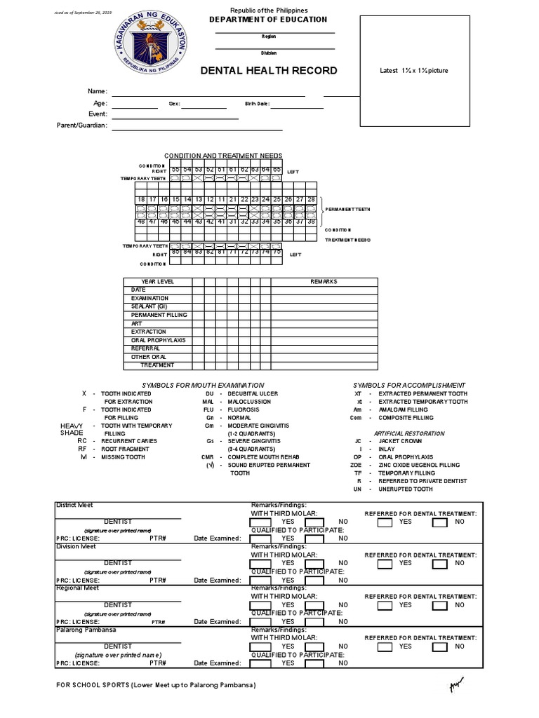 Dental Health Record: Department of Education | Download grátis PDF ...