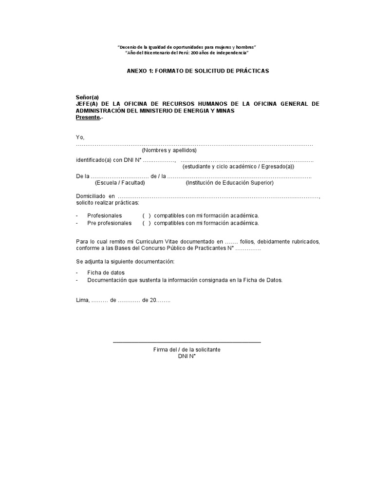 3 - Formato - Solicitud - de - Practicas 2021 | PDF