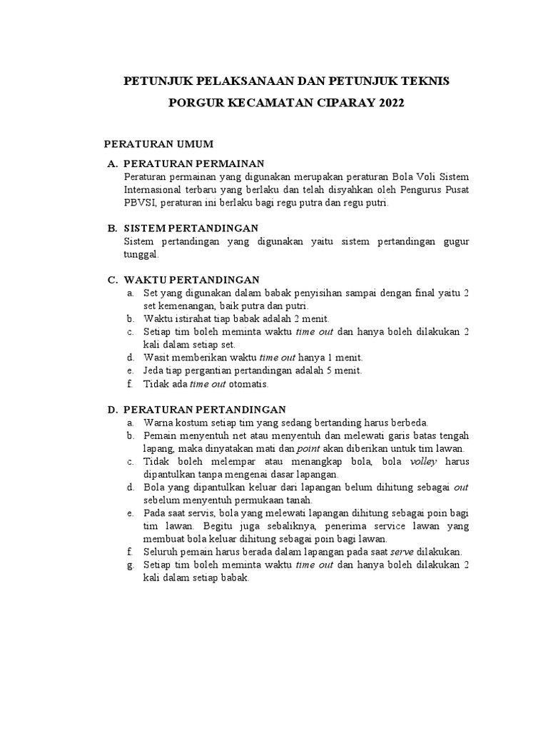 Petunjuk Pelaksanaan Dan Petunjuk Teknis | PDF