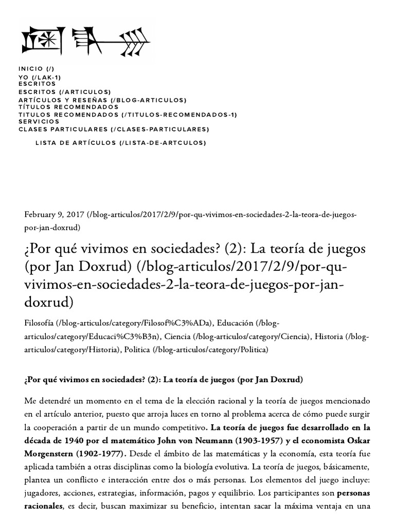 ¿Por Qué Vivimos en Sociedades - (2) - La Teoría de Juegos - Liberty ...