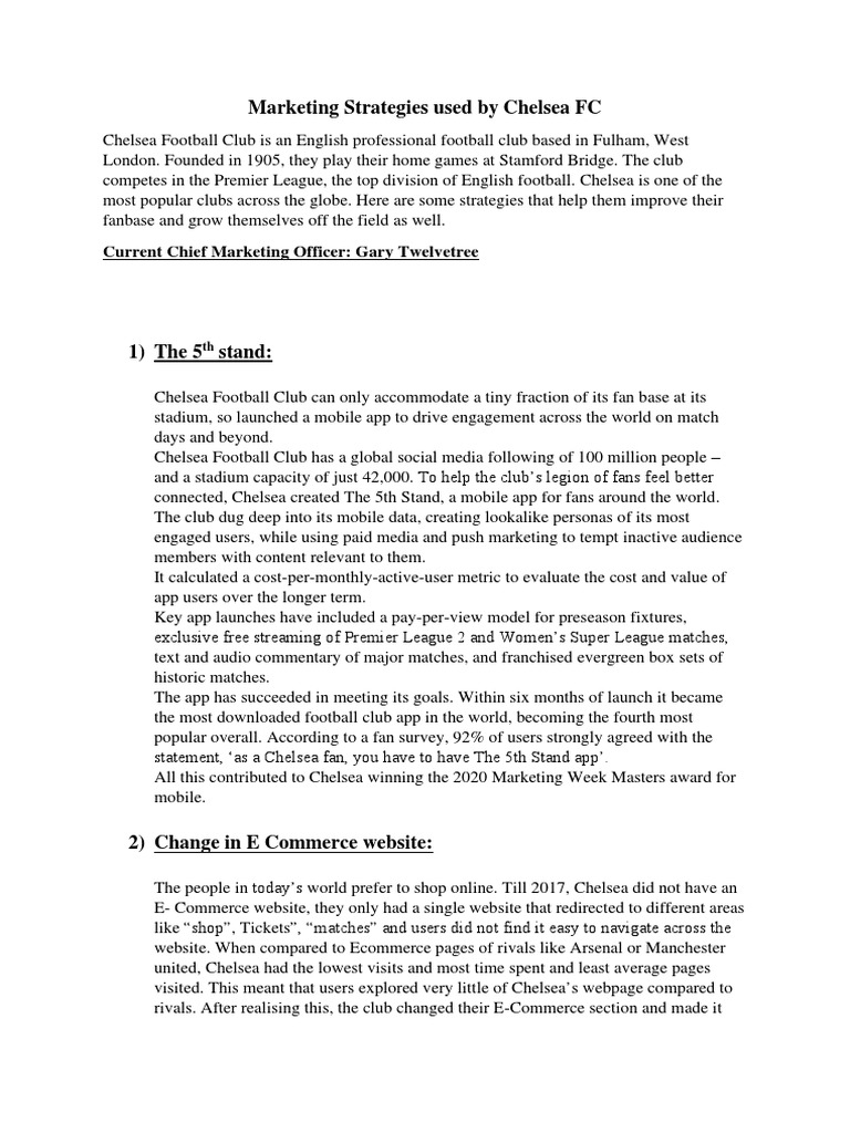 Marketing Strategies Used by Chelsea FC: Current Chief Marketing ...