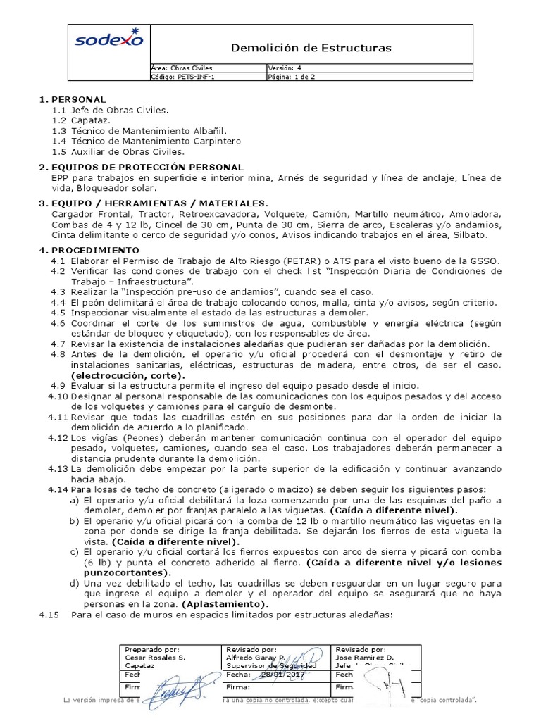 PETS-INF-1 Demolición de Estructuras V4 | PDF | Demolición | Bienes ...