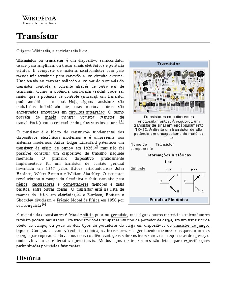 Transístor | PDF | Transistor | Engenharia de Estado Sólido