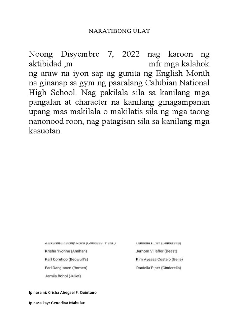 Naratibong Ulat | PDF