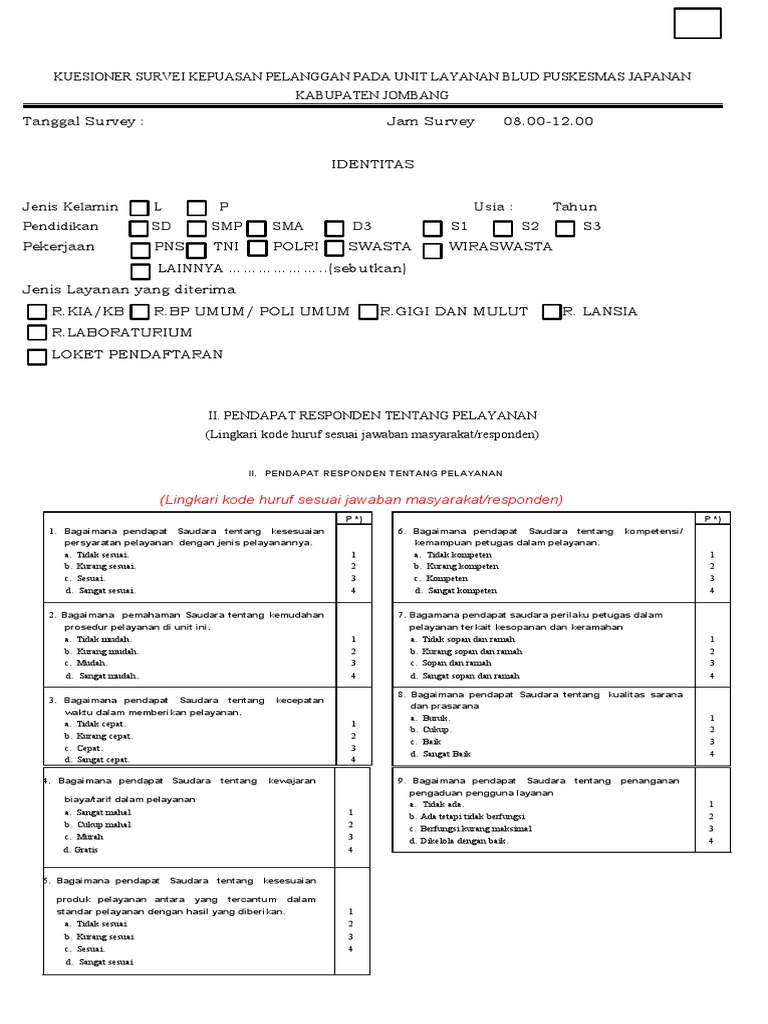 Lingkari Kode Huruf Sesuai Jawaban Masyarakat/responden | PDF