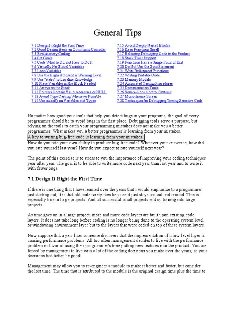 General Tips: 7.1 Design It Right The First Time | PDF | Pointer ...