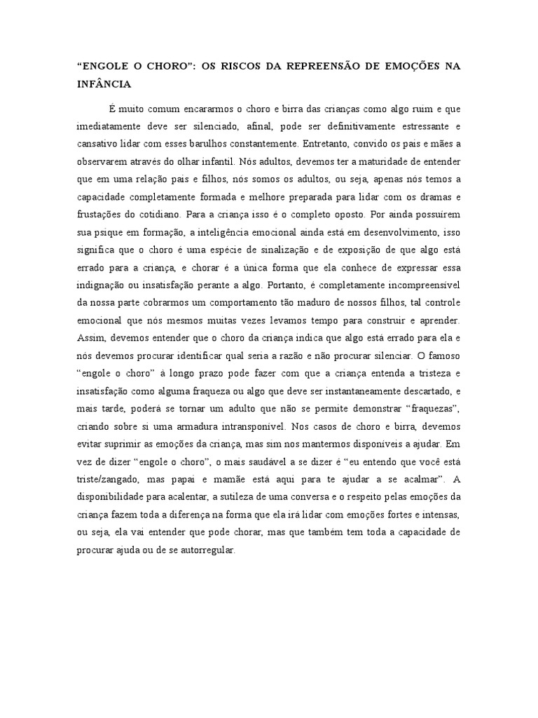 ENGOLE O CHORO | PDF | Aprendizado | Linguagem natural