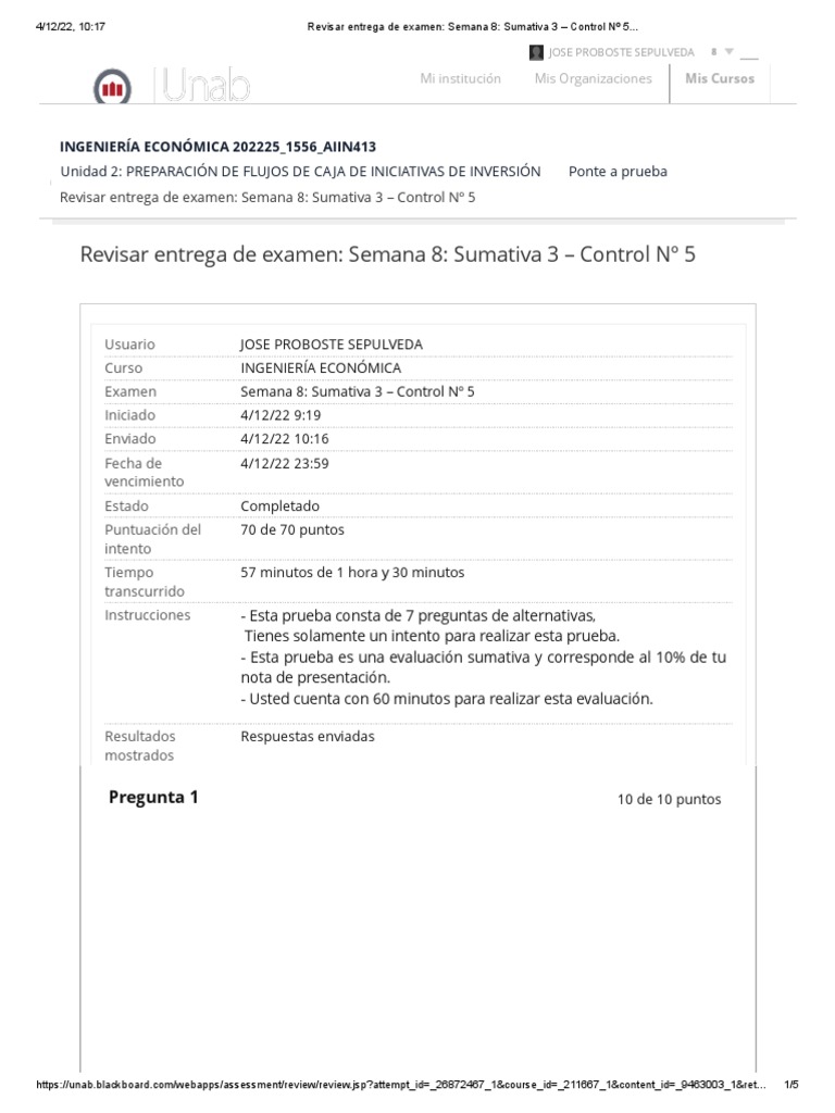 Revisar entrega de examen_ Semana 8_ Sumativa 3 – Control Nº 5.._ | PDF | Economias