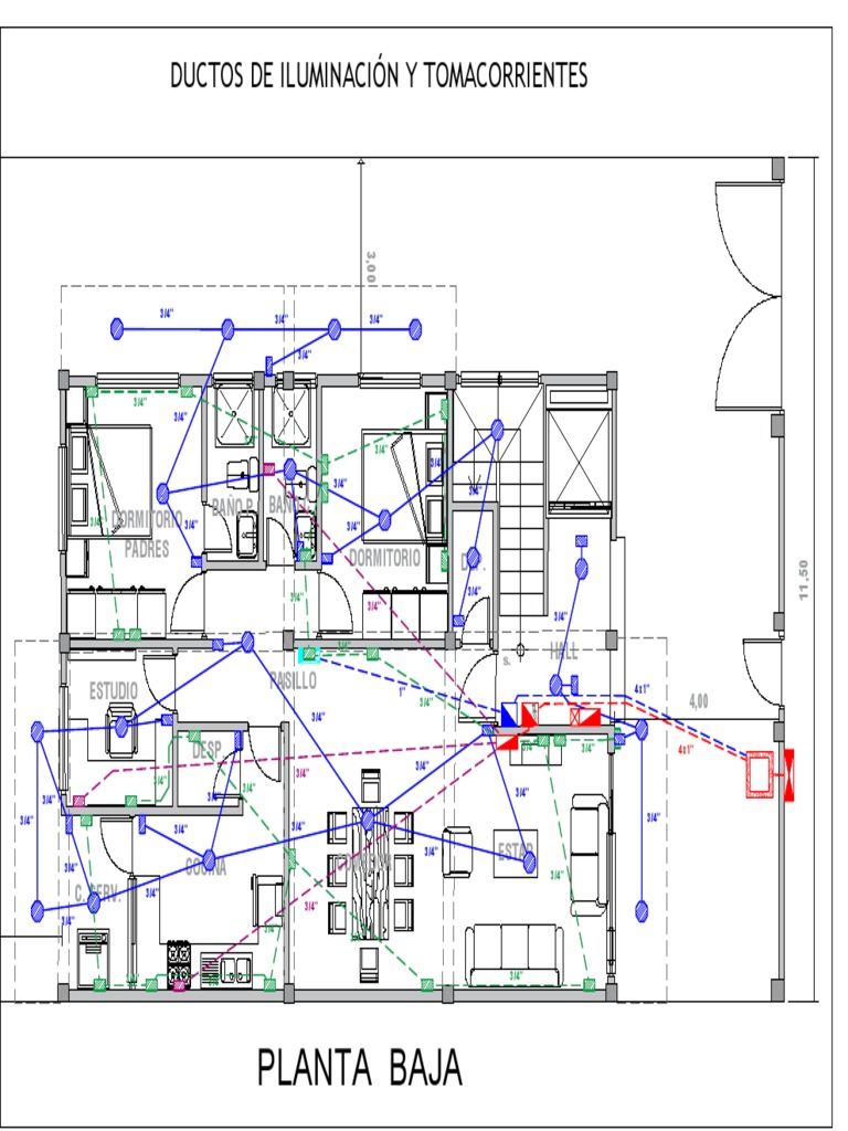 Plano Eléctrico PB - Vivienda Alalay-Carta (21.5x28) CM | PDF