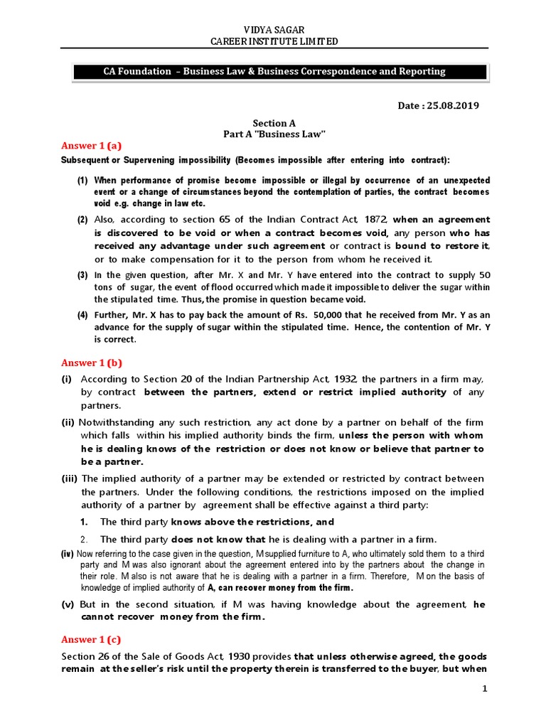 Law Sample Paper Ans Key | Download Free PDF | Limited Liability ...