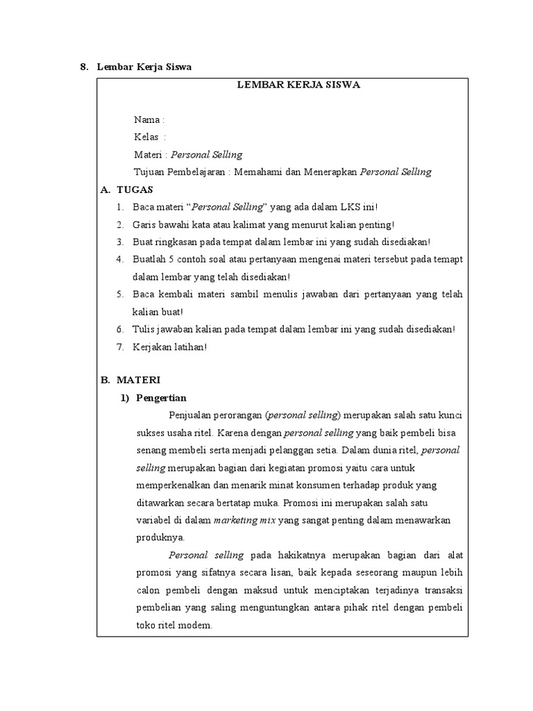 Personal Selling | PDF | Bisnis