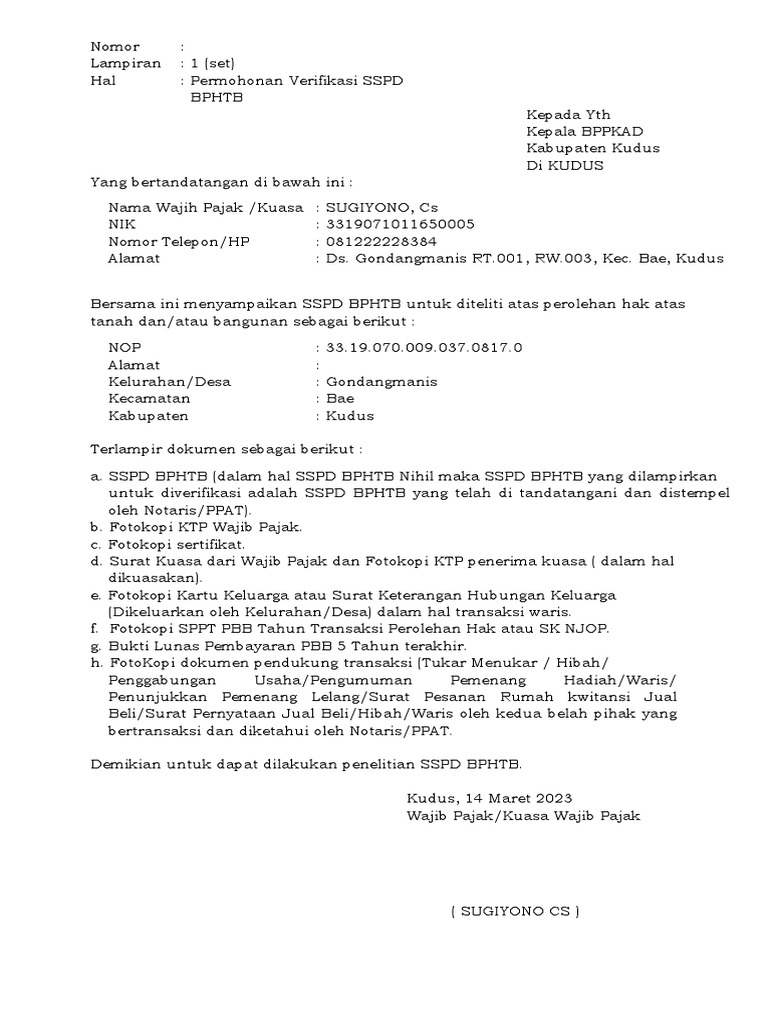 Verifikasi SSPD BPHTB Kabupaten Kudus | PDF