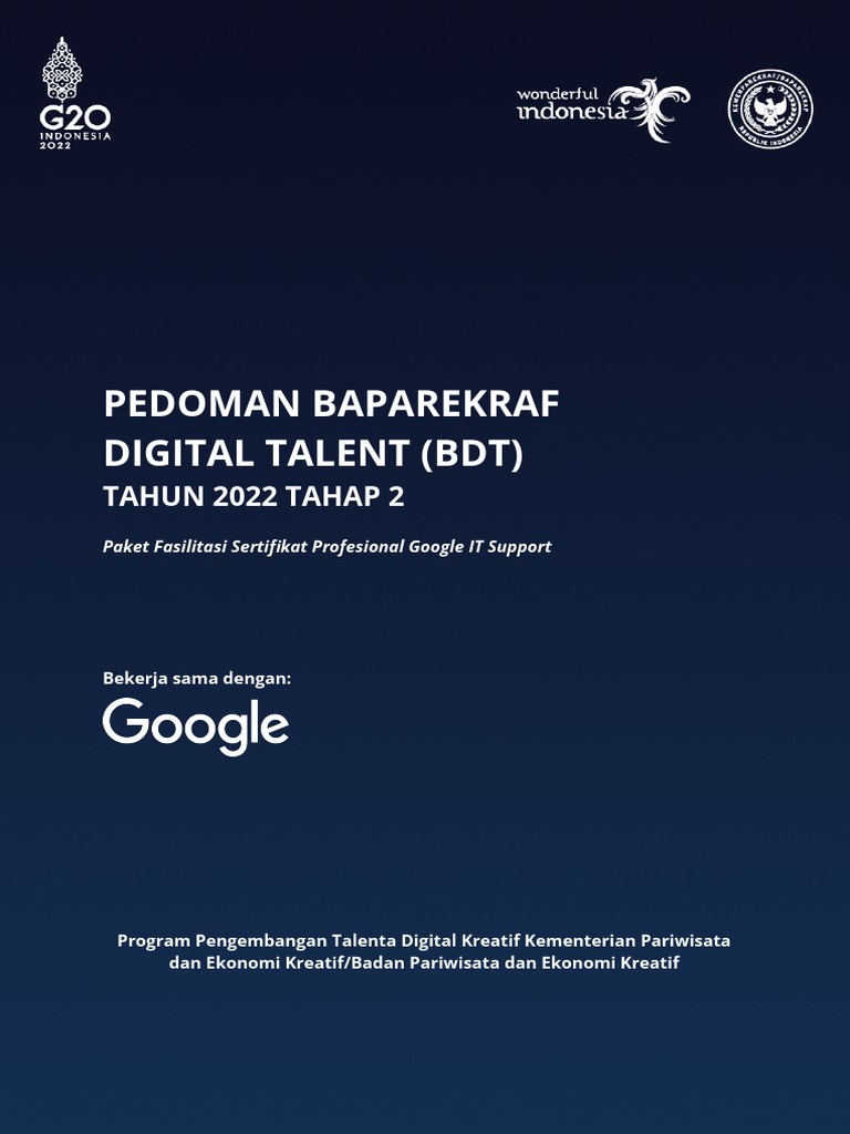 Pedoman Baparekraf Digital Talent BDT 2022 Tahap 2 - IT Support | PDF