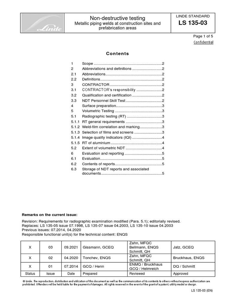 LS 135-03 - 3 NDT Metallic Piping Welds (EN) | PDF | Nondestructive ...