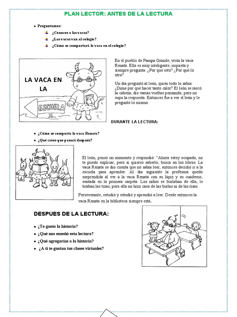 Plan Lector. La Vaca en La Escuela | PDF