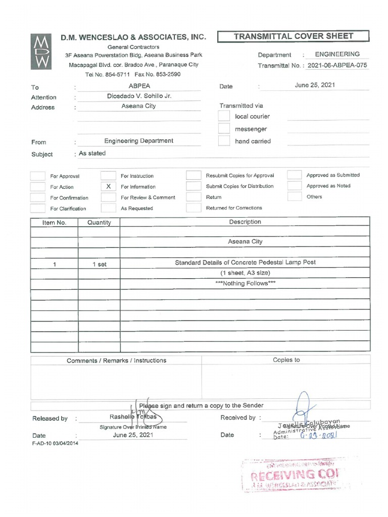 Standard Details of Concrete Pedestal Lamp Post | PDF