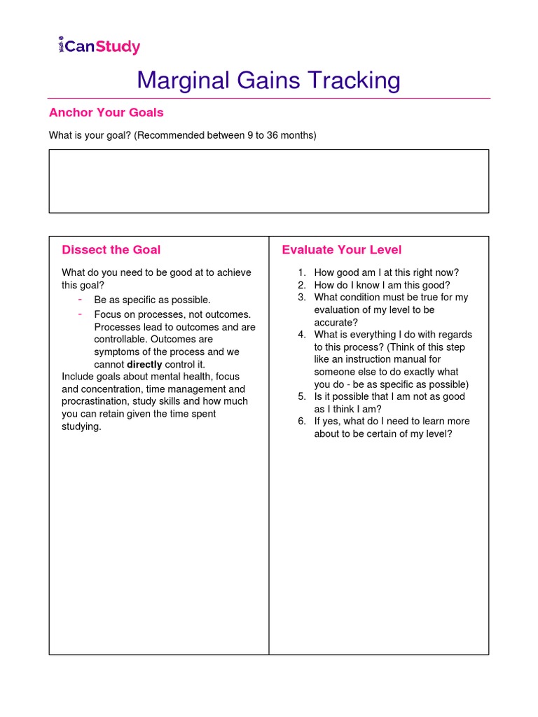 Marginal Gains Tracking: Anchor Your Goals | PDF