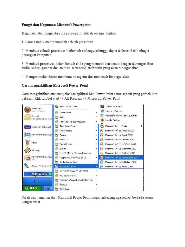Fungsi Dan Kegunaan Microsoft Powerpoint | PDF
